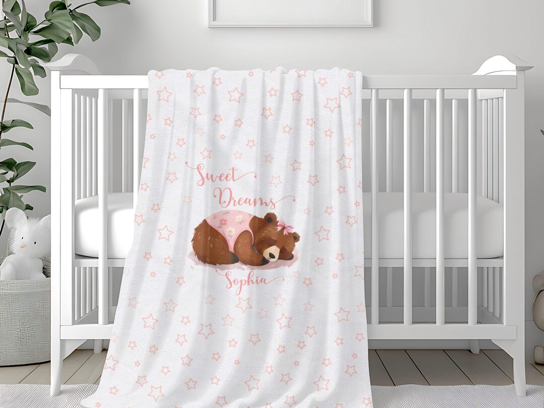 Custom Baby Blanket Girls, Teddy Bear Blanket, Newborn Girl ...