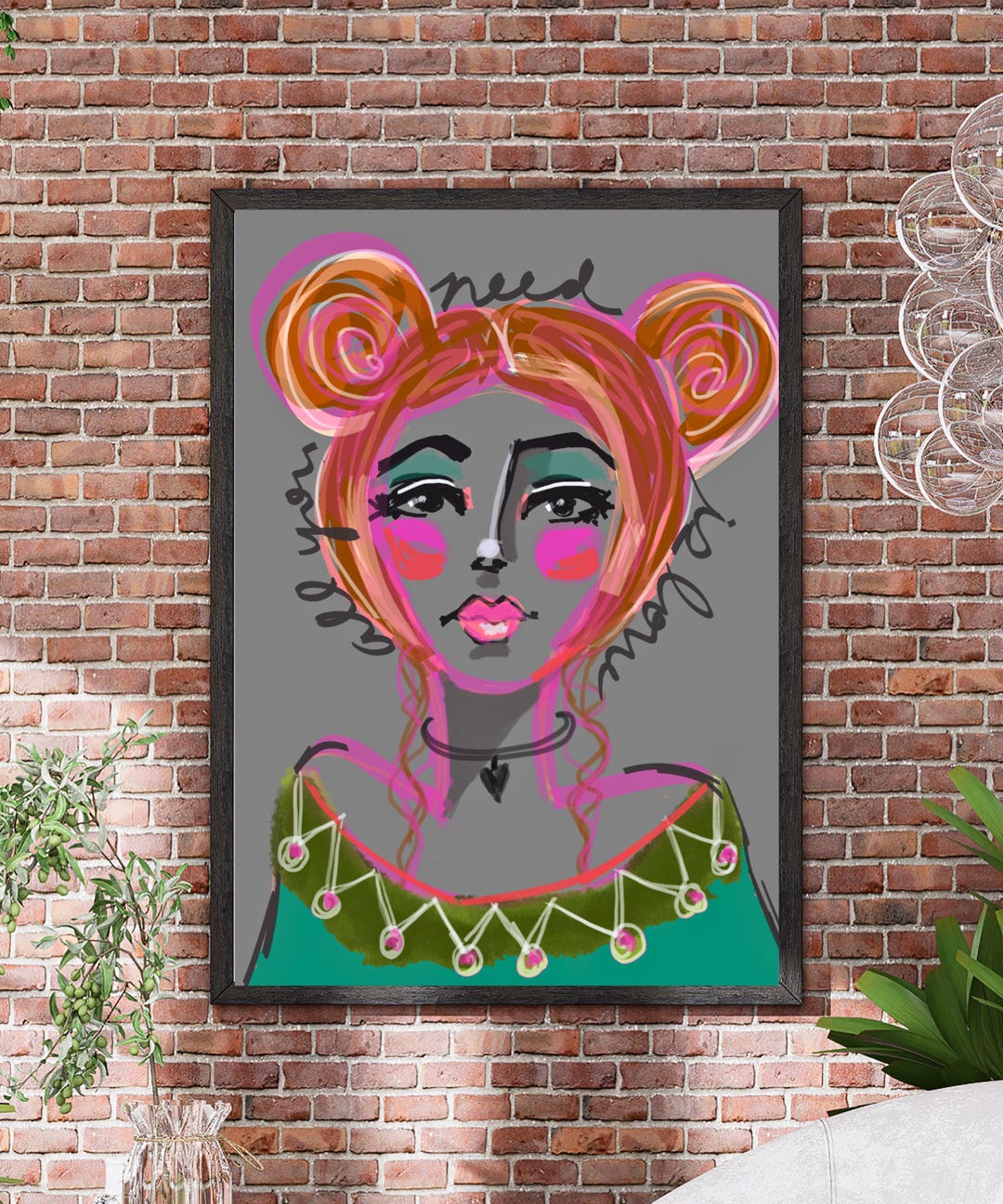Whimsical Art Poster, All You Need is Love, Original Art, Cute Room ...