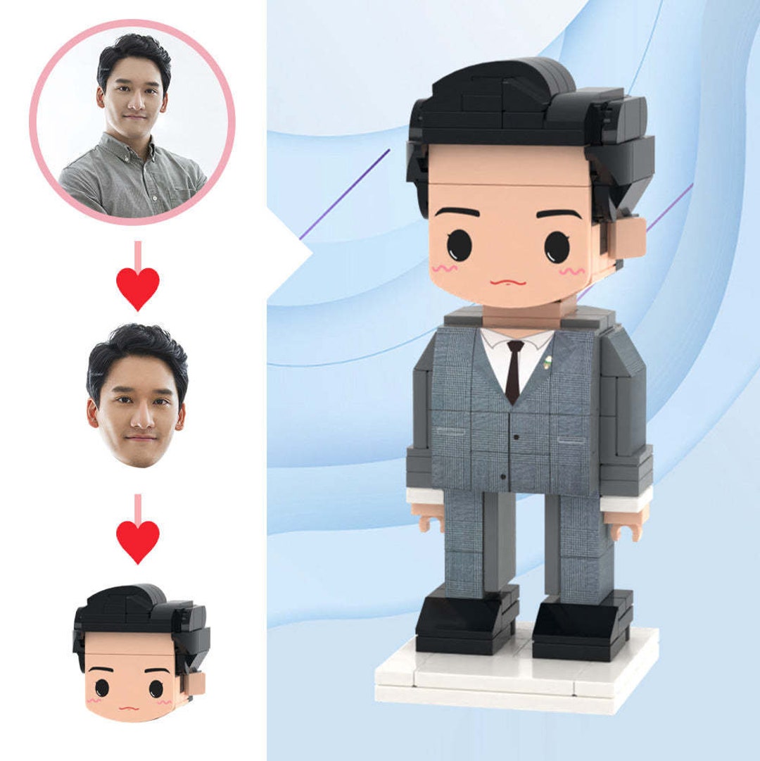 Custom Brick Figurine in Grey Suite, Handmade Brick Figurine, Unique ...