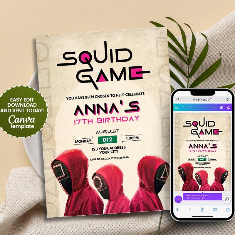 Squidgame Invitation - Etsy