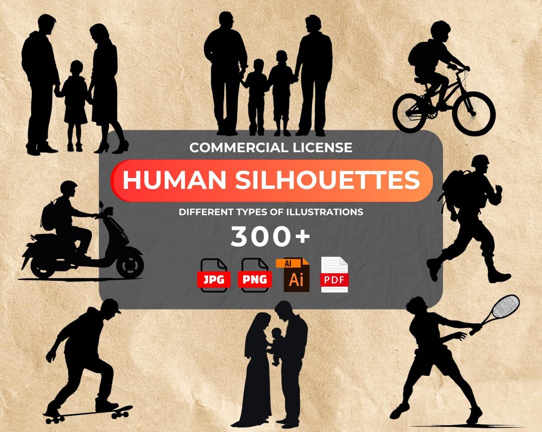 Unique Human Silhouettes Set People Outline SVG Minimalist Figure ...
