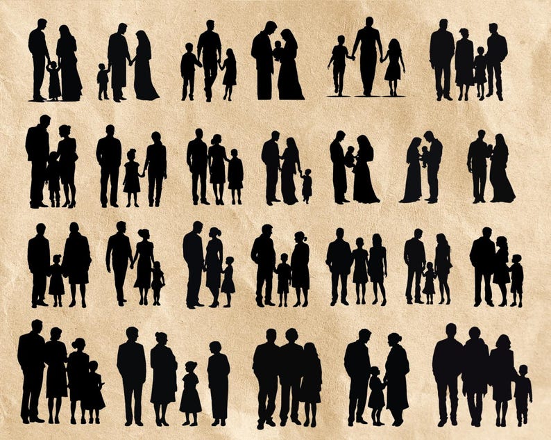 Unique Human Silhouettes Set People Outline SVG Minimalist Figure ...