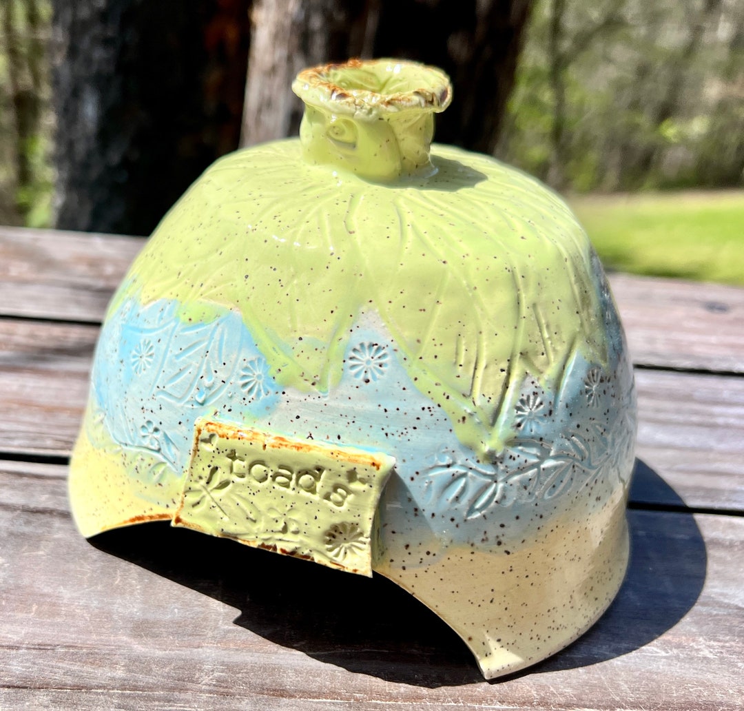 Garden Toad House in Blue-green Leaves and Floral; Ready-to-ship ...