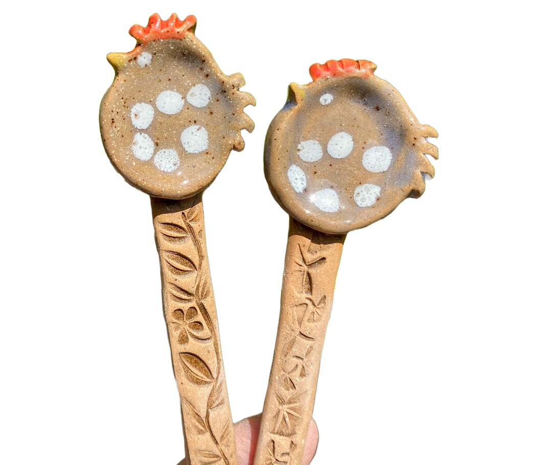 Ceramic Pottery Spoons for the Kitchen Hen/chicken Earthen Brown With ...