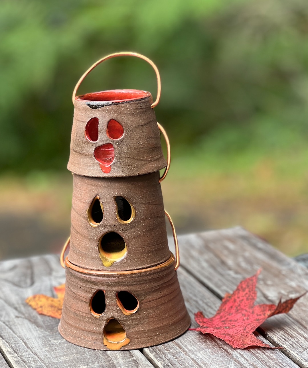 Ceramic Pottery Luminaries Halloween Lamps Candle Holders Set of 3 - Etsy