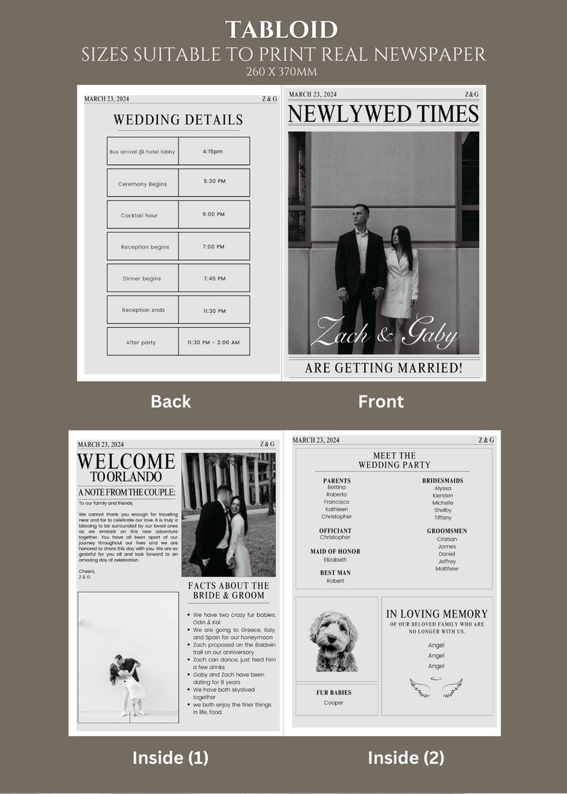 Editable Wedding Day Newspaper - Etsy