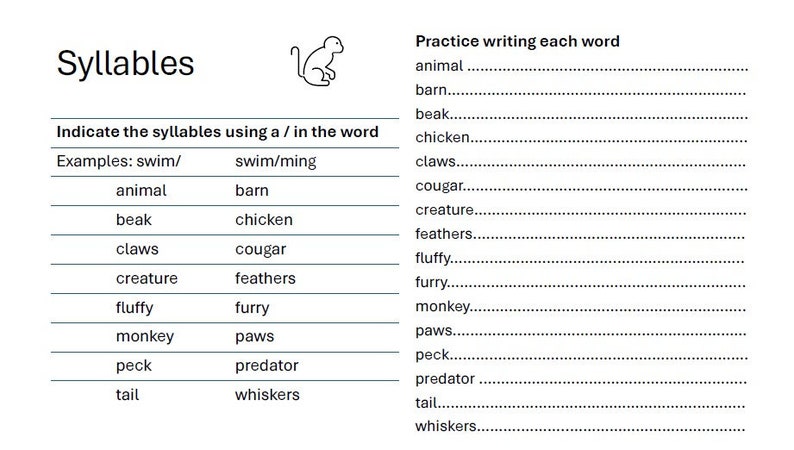 Grade 3 Spelling: Animal Words | Printable Teaching Resources. Includes ...