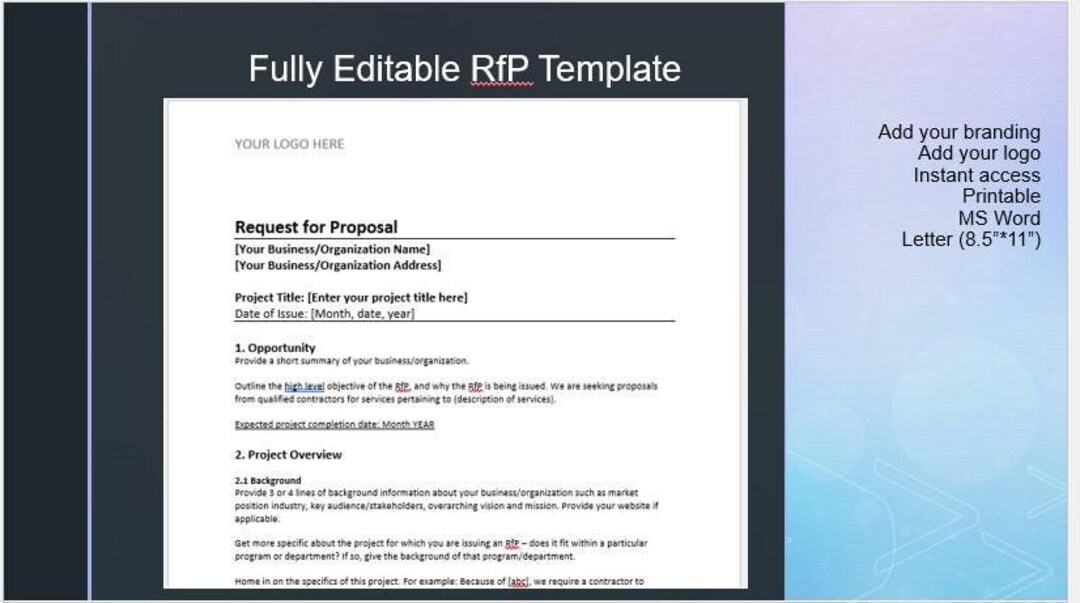 Request for Proposal rfp Template, Request for Quotation, Proposal ...