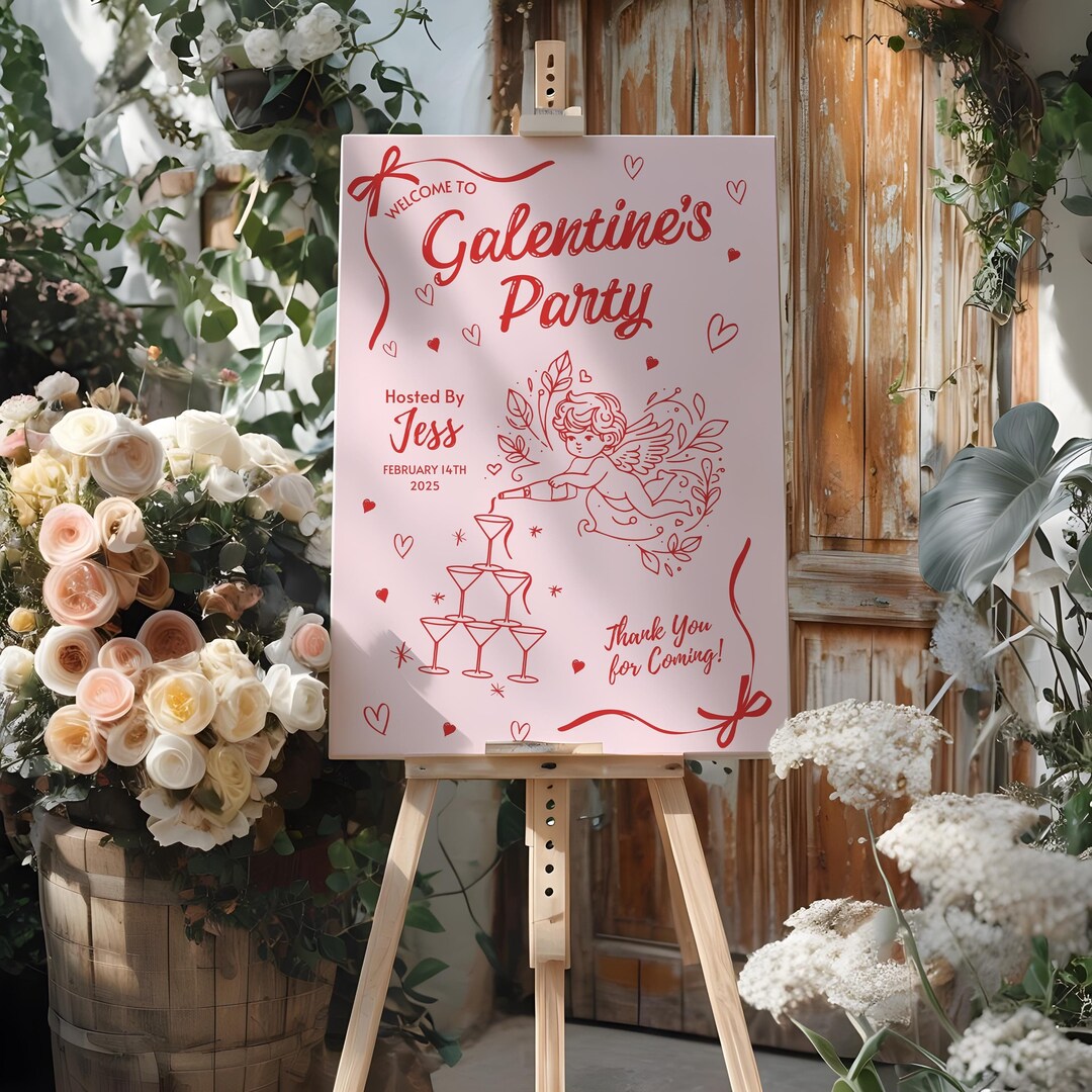 Valentines Party Welcome Sign, Welcome Poster for Valentines Day Party ...