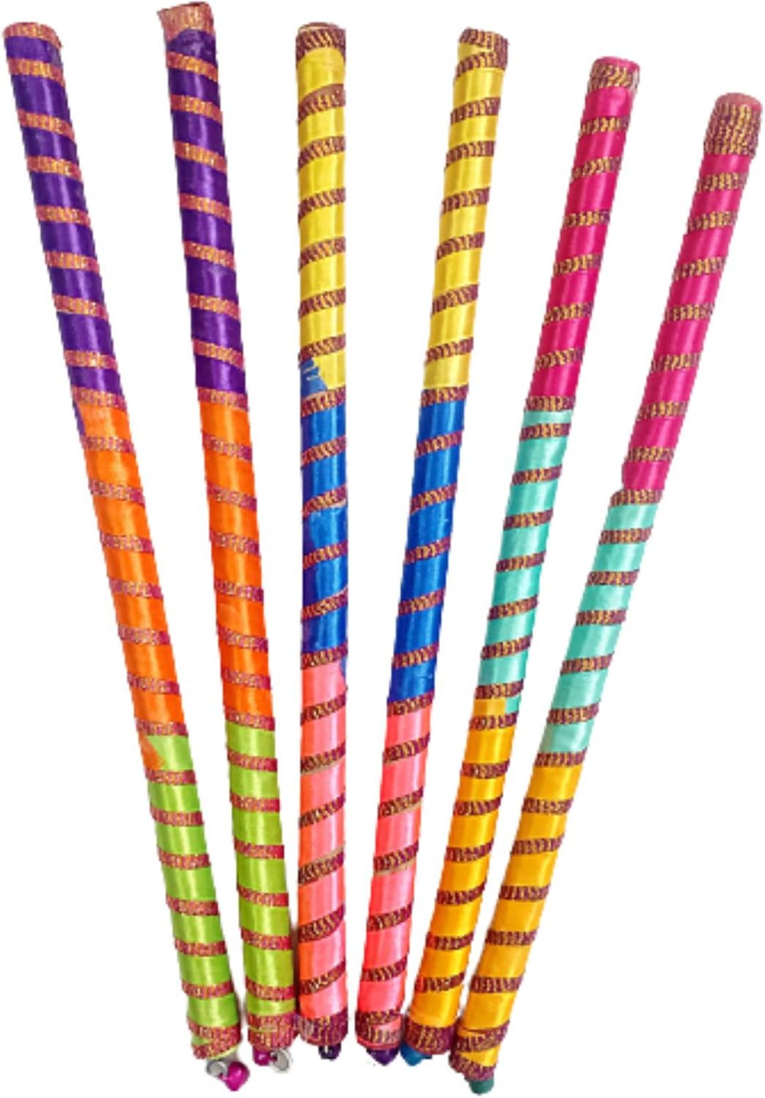 Decorated Colorful Cloth With Wooden Base Dandiya Sticks for Dance ...