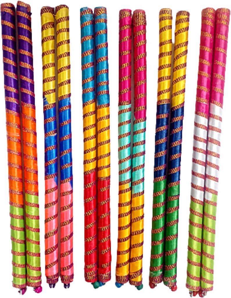 Decorated Colorful Cloth With Wooden Base Dandiya Sticks for Dance ...