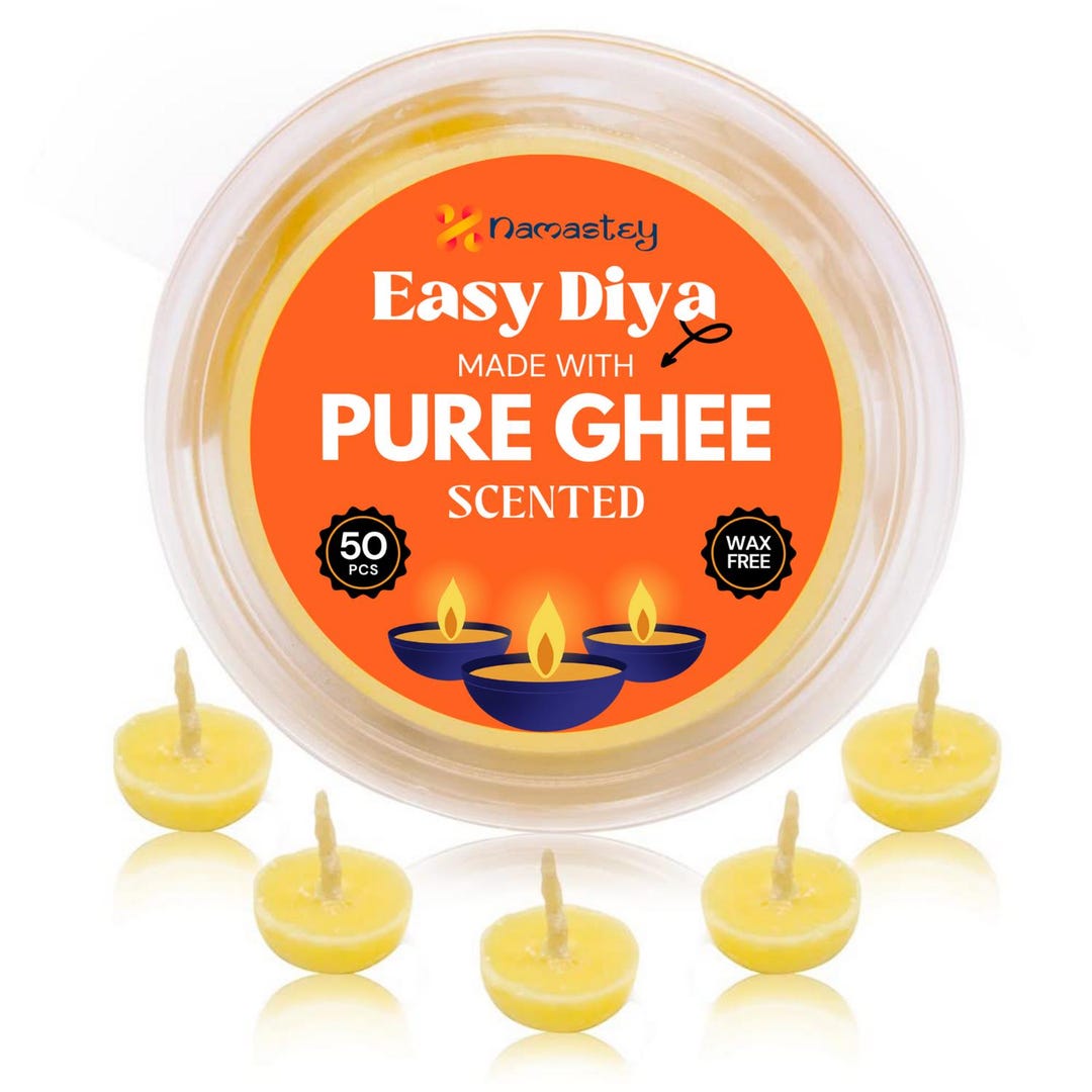 Pure Ghee Scented Wicks – 50 Wax-free Ghee Wicks for Pooja | 100% ...