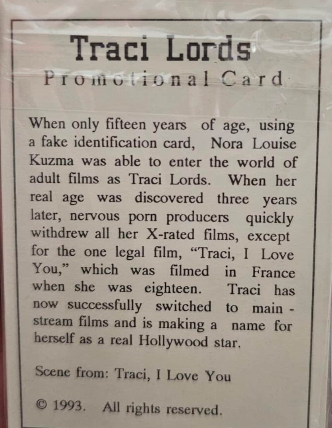 Adult Trading Cards Traci Lords 24 Card Set - Etsy