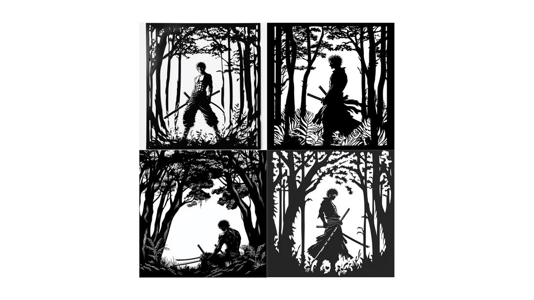 Roronoa Zoro SVG and DXF File for Laser Engraving, One Piece Clipart ...