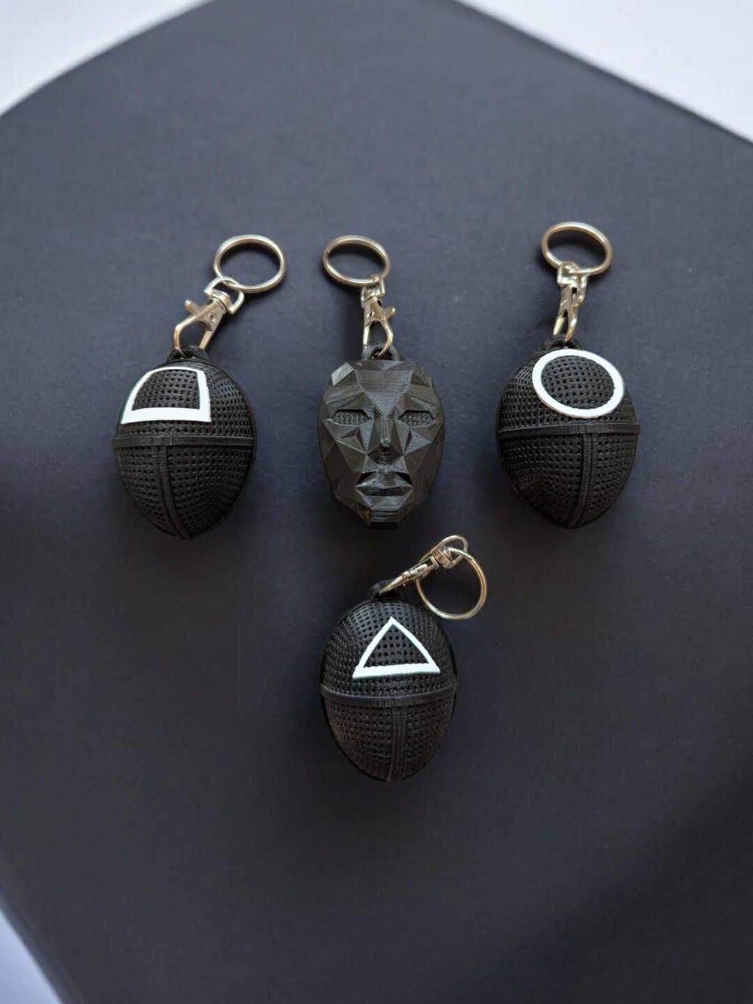 STL Files Squid Game Keychain Print in Place Soldier & Chef Mask ...