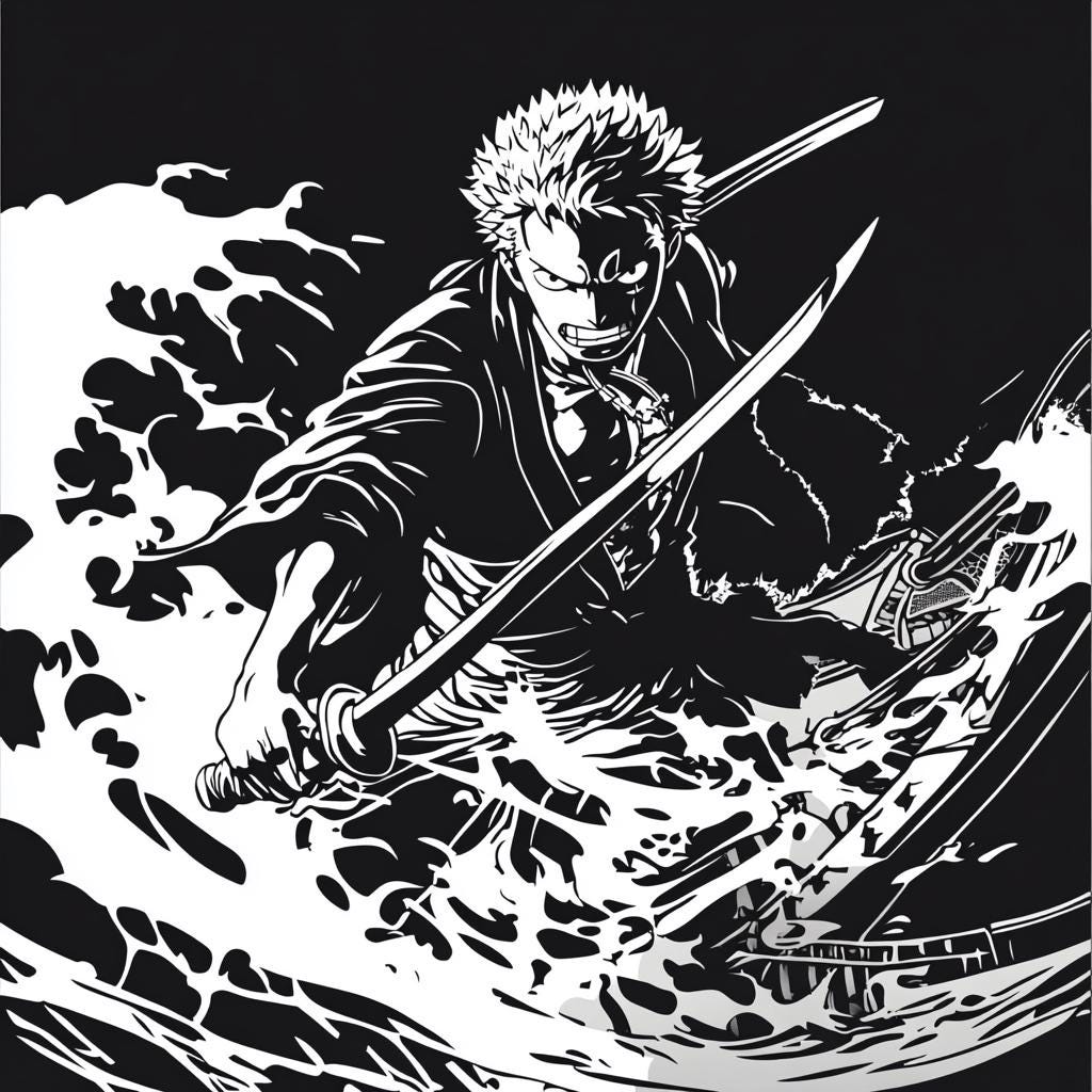 One piece,4 fichier roronoa zoro svg, gravure laser,dxf,One piece,4 ...