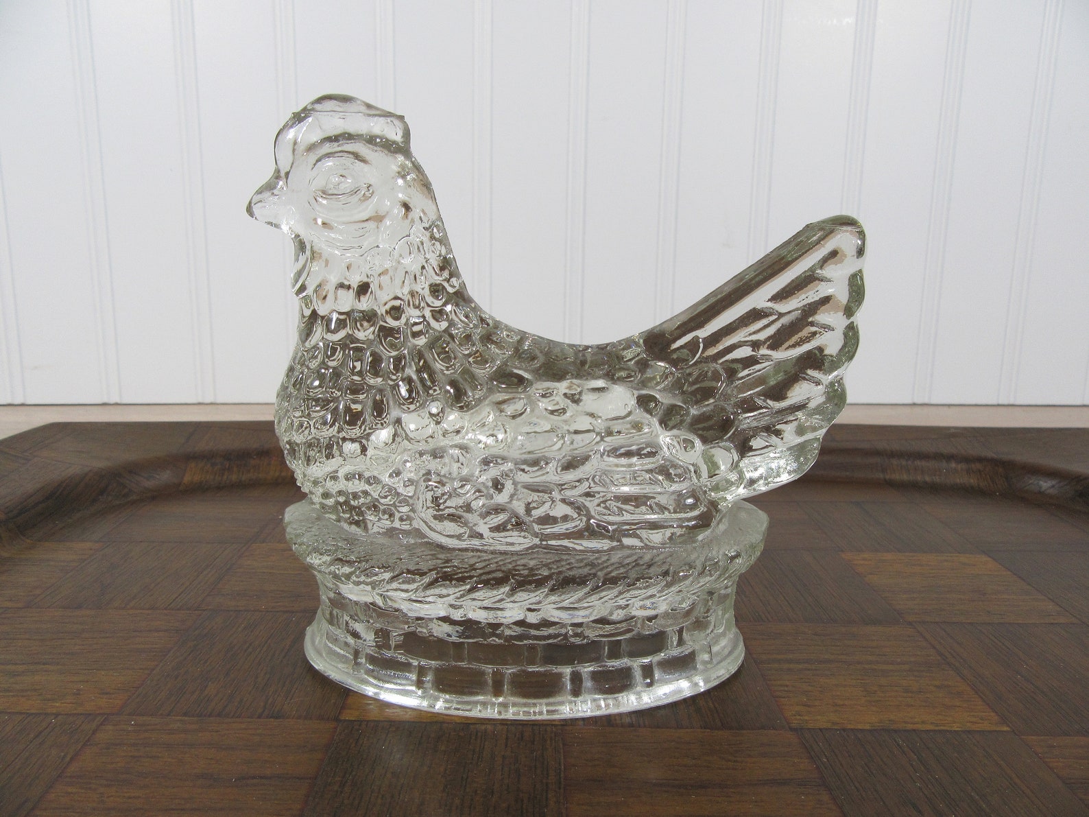 Set of 4 glass chickens for one price vintage 4 clear and | Etsy