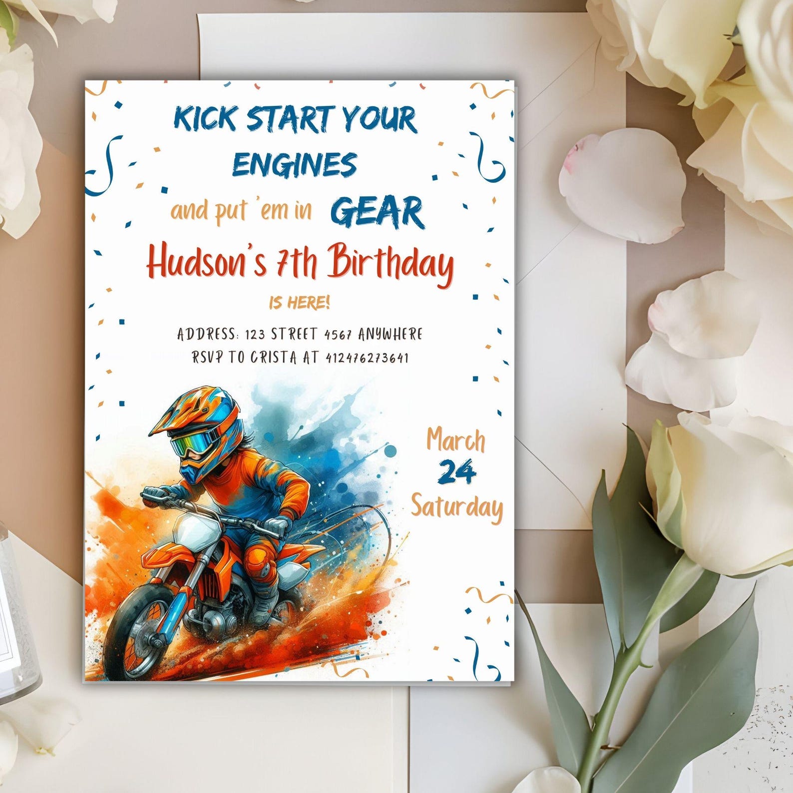 Editable Dirt Bike Birthday Invitation Template, Motorbike Invitation ...