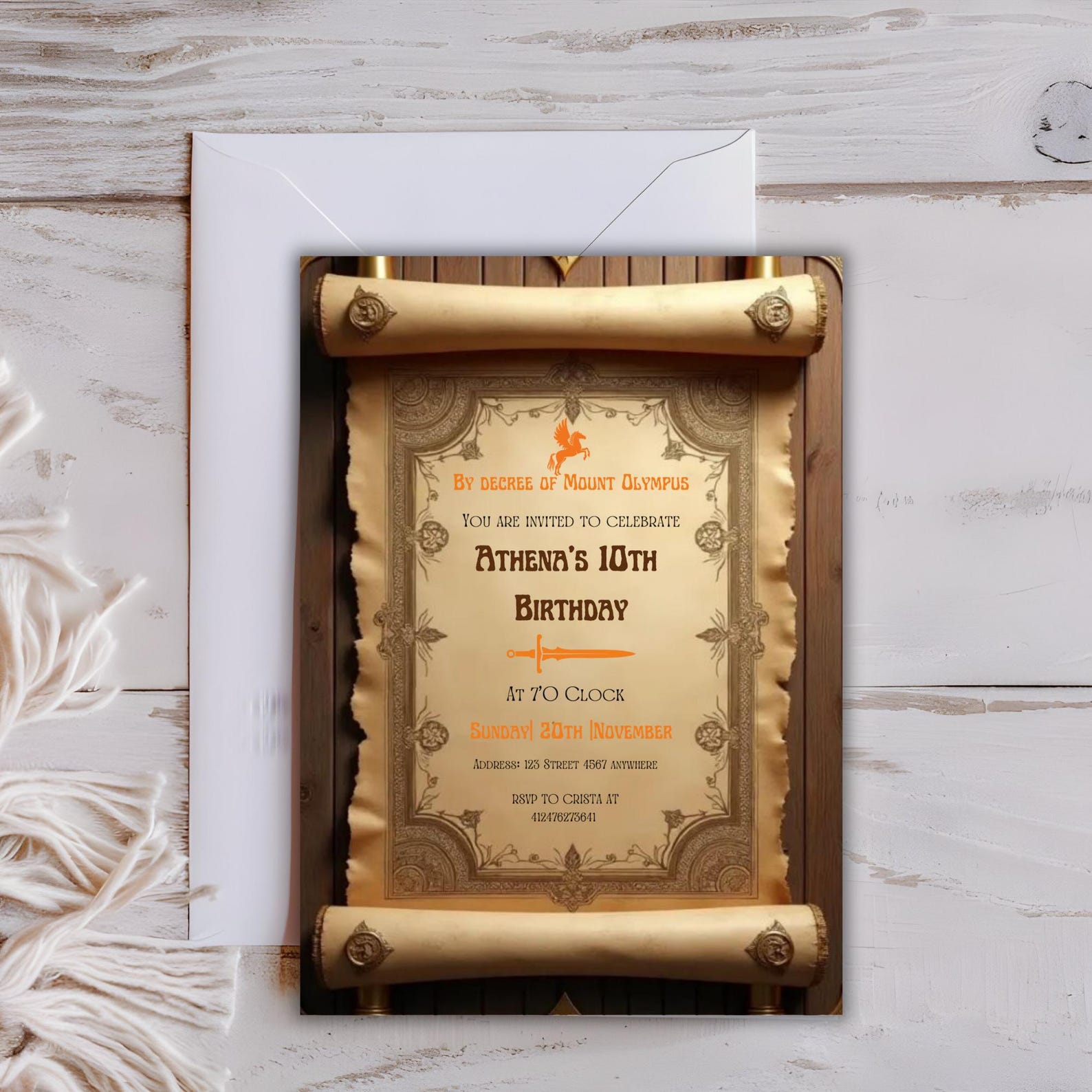 Greek Mythology Birthday Invite, Stationery Scroll Gods & Goddesses ...
