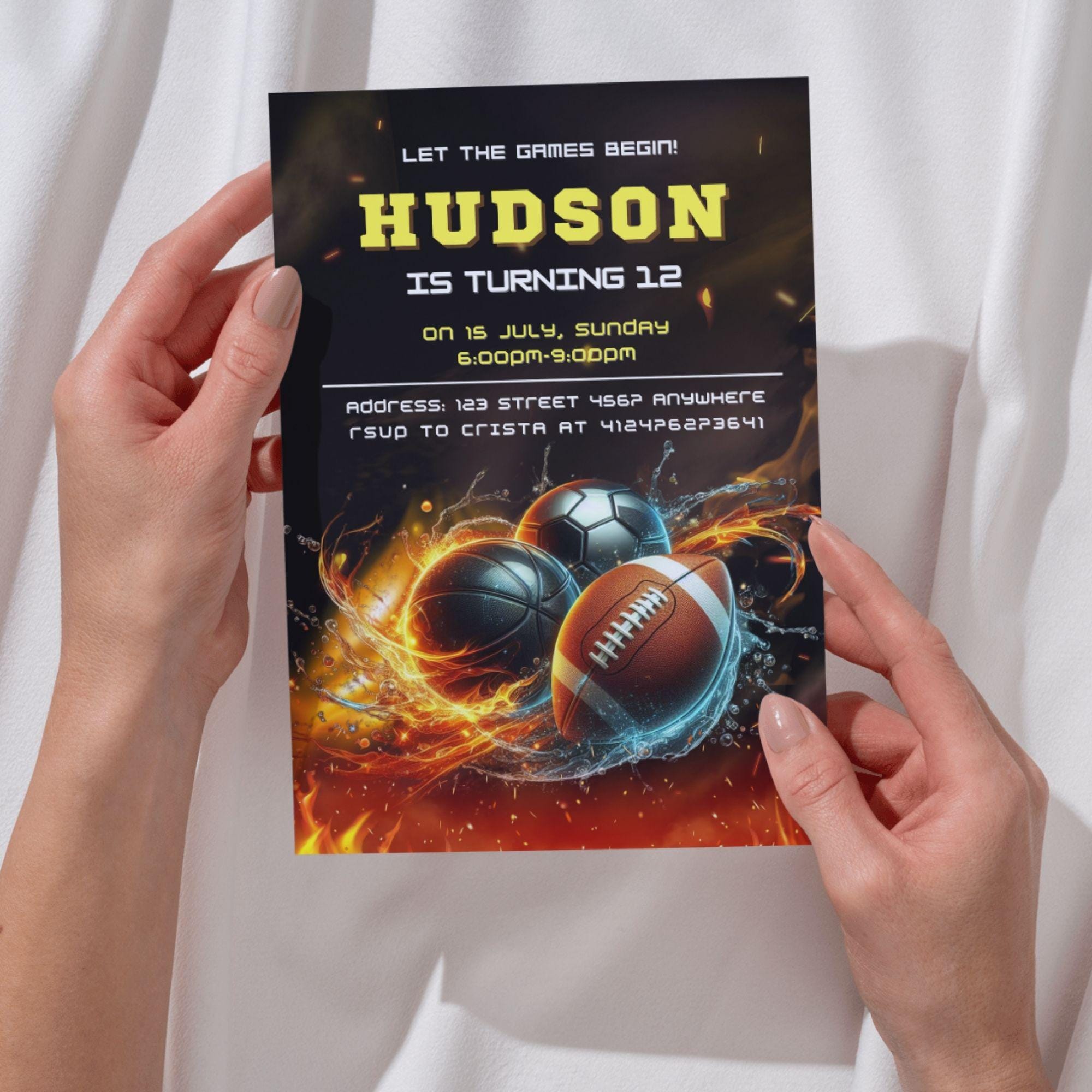 Editable Sports Invitation Flyer Template, Neon Glow Sports Flyer ...