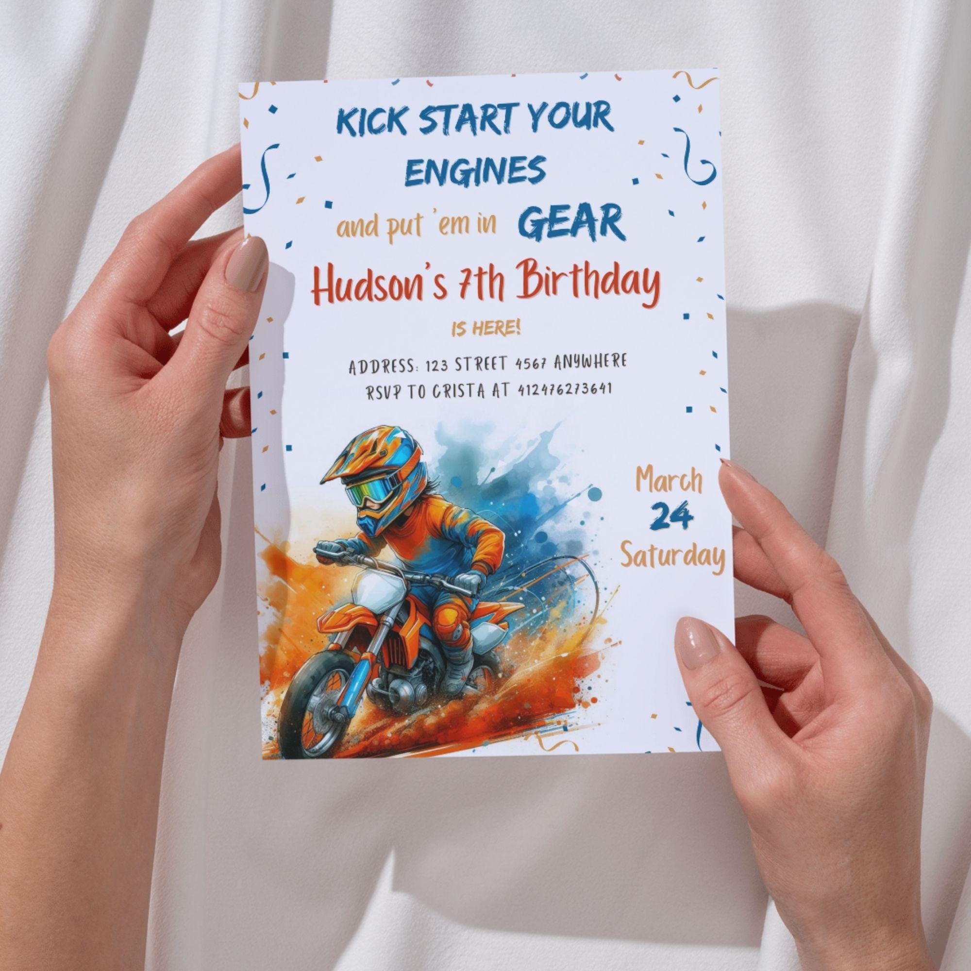Editable Dirt Bike Birthday Invitation Template, Motorbike Invitation ...