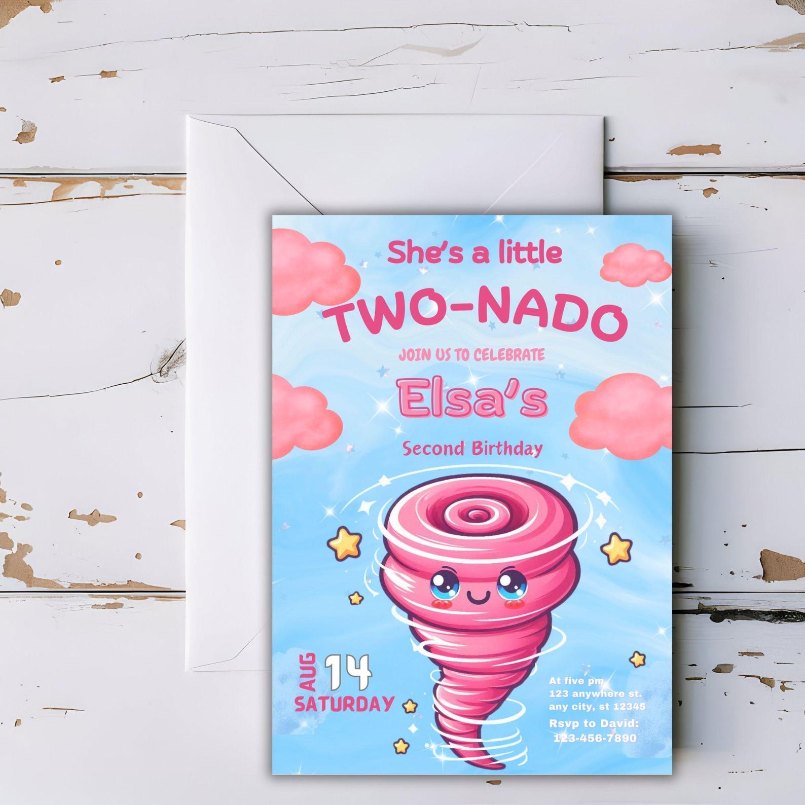 Editable Two Nado Birthday Party Invitation Template, Strom Birthday ...