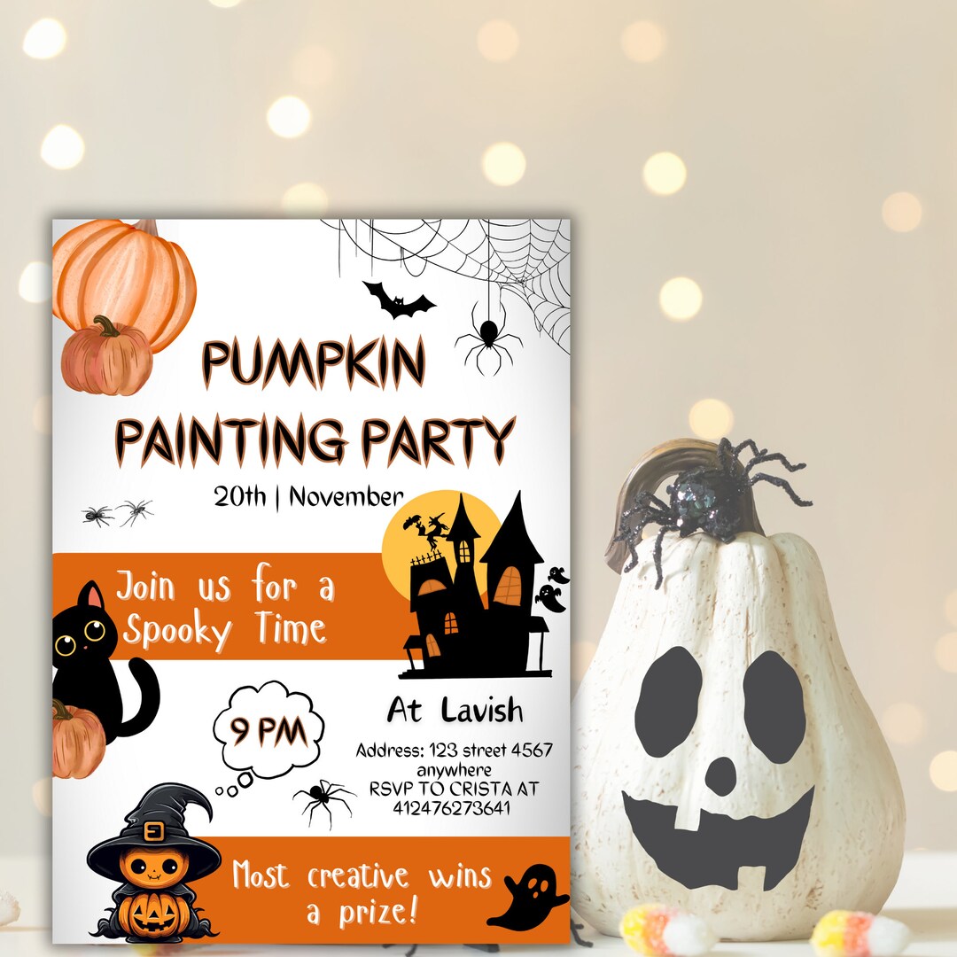 Pumpkin Painting Party Invitation, Fall Pumpkin Painting Party Invite ...