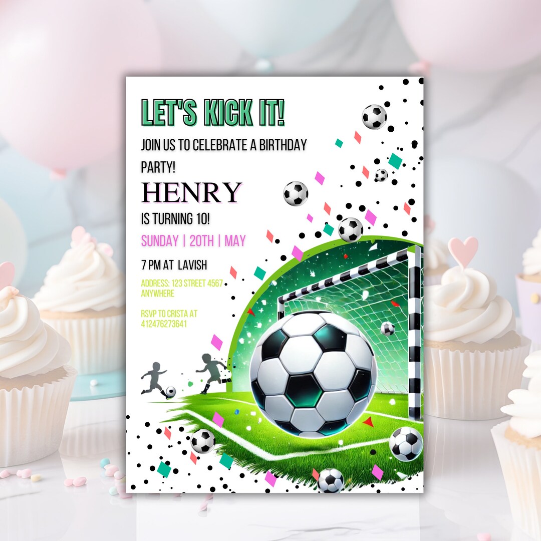 Editable Soccer Birthday Invitation, Football Birthday Invite, Sports ...