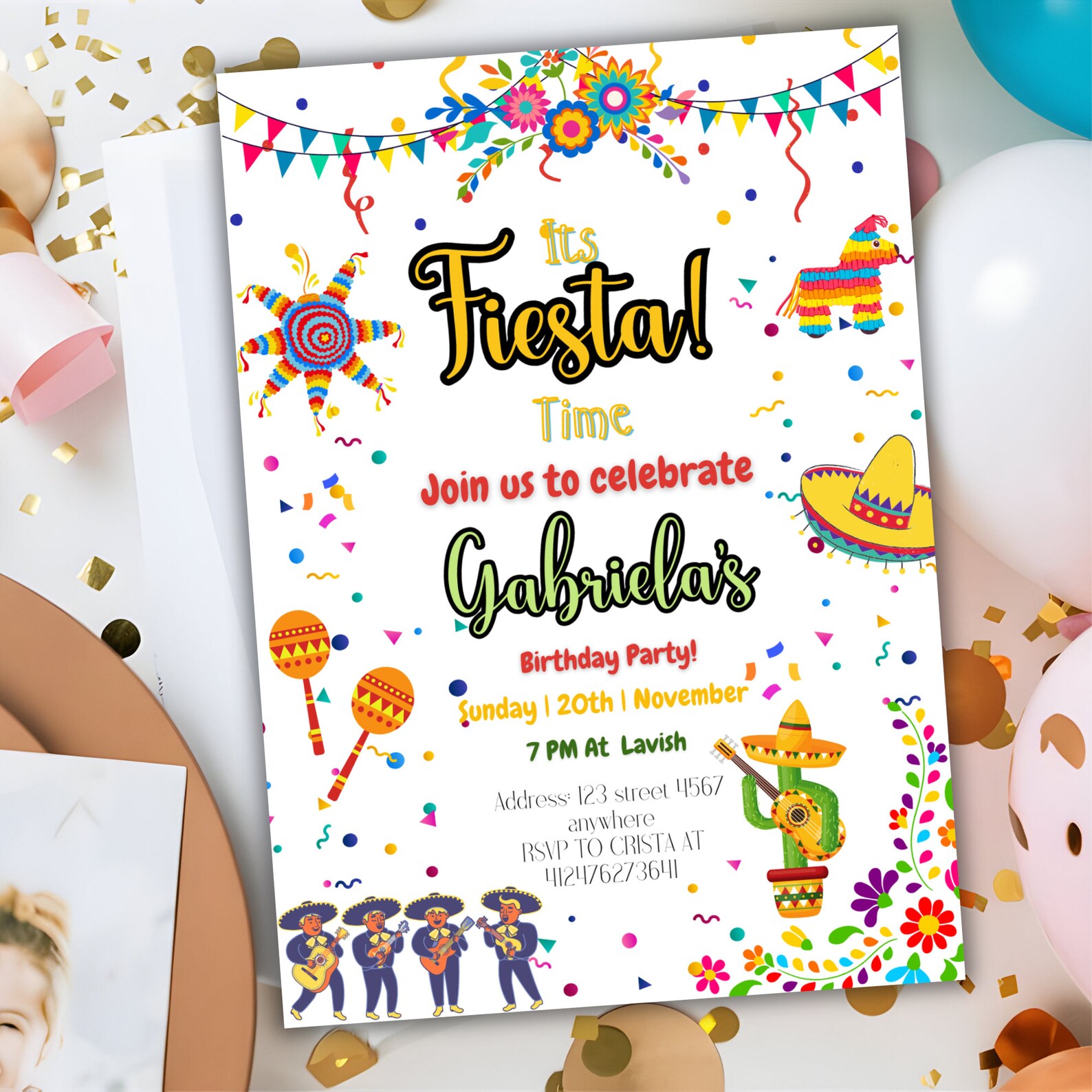 Mexican Birthday Invitation Template, Fiesta Invite, Editable ...