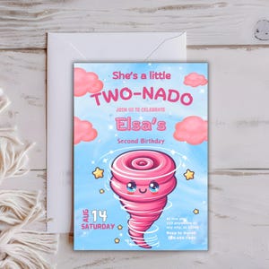 Editable Two Nado Birthday Party Invitation Template, Strom Birthday ...