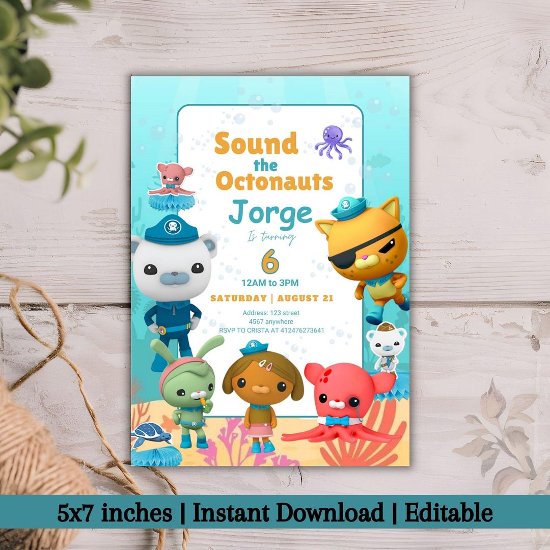 Editable Octonauts Birthday Party Invitation Template, Octonauts ...