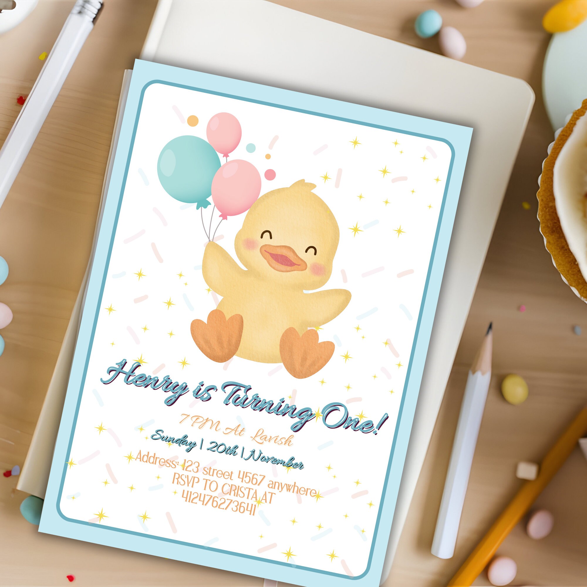 Duck Birthday Party Invitation, Boy First Birthday Invite, Kids ...