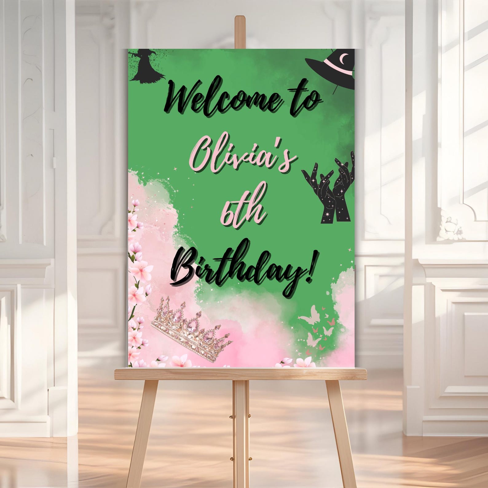 Wicked Theme Birthday Welcome Sign, Green and Pink Wicked Musical ...