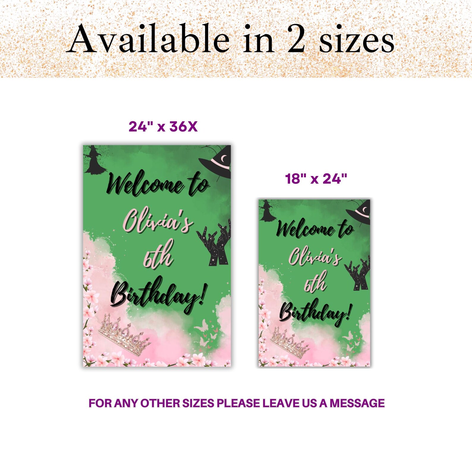 Wicked Theme Birthday Welcome Sign, Green and Pink Wicked Musical ...