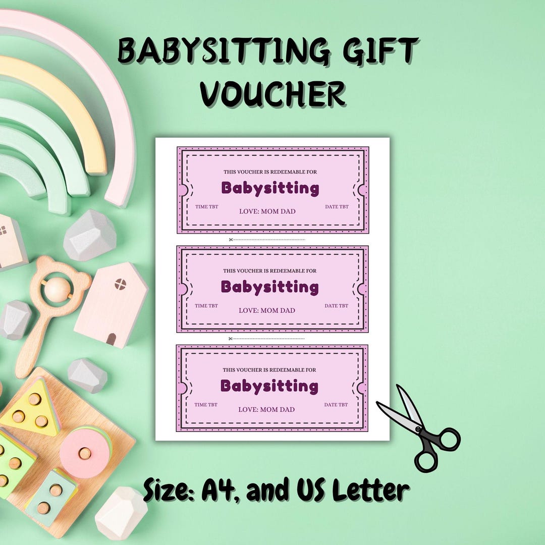 Editable Babysitting Coupon Template, Babysitting Voucher, Babysitting ...