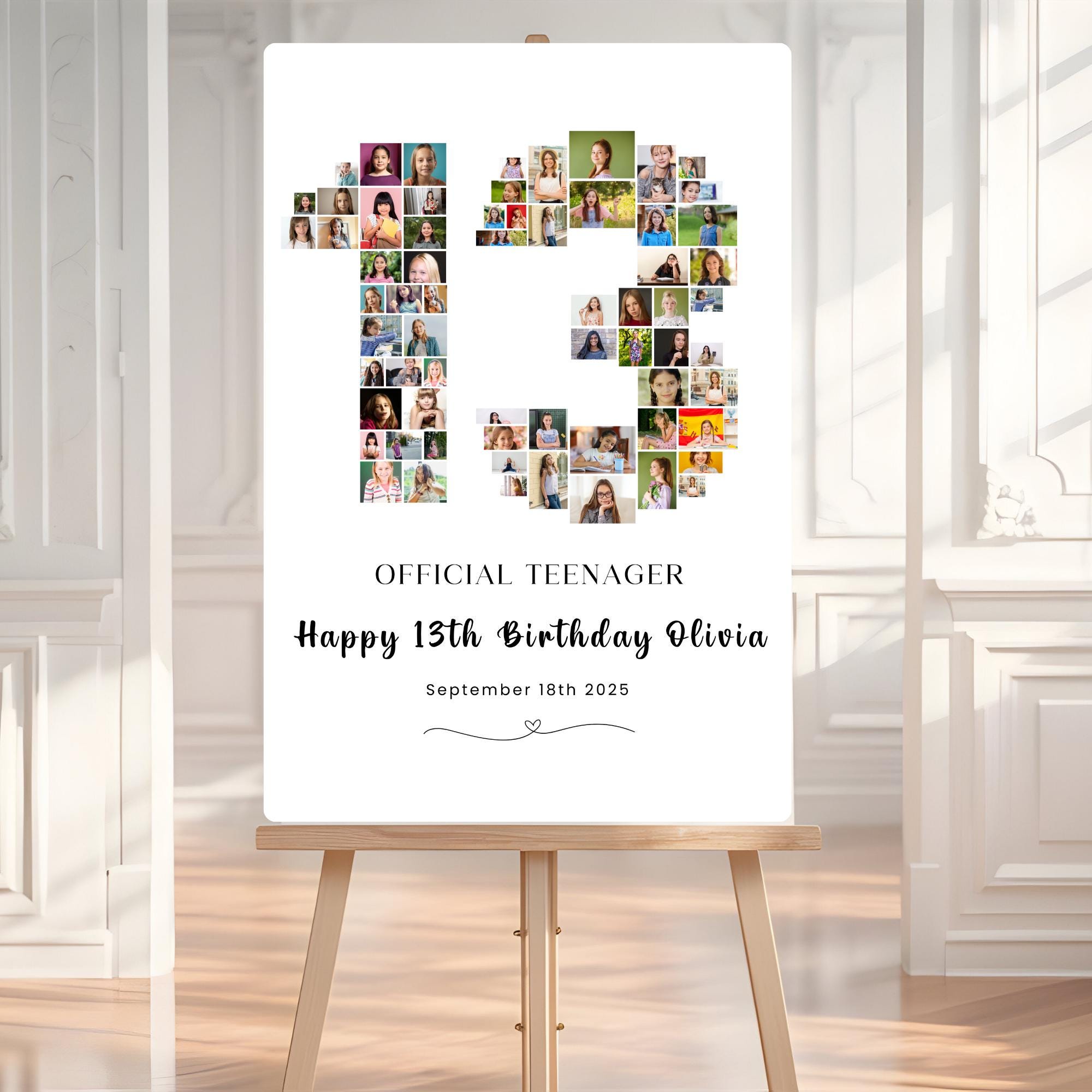 13th Birthday Photo Collage Template, 13th Birthday Welcome Sign ...