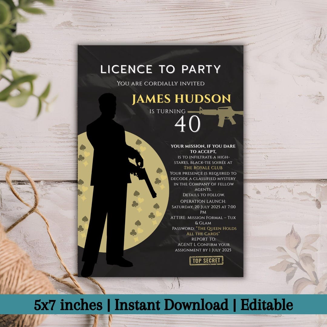Editable Secret Agent Birthday Invitation, Spy-themed Party Template ...