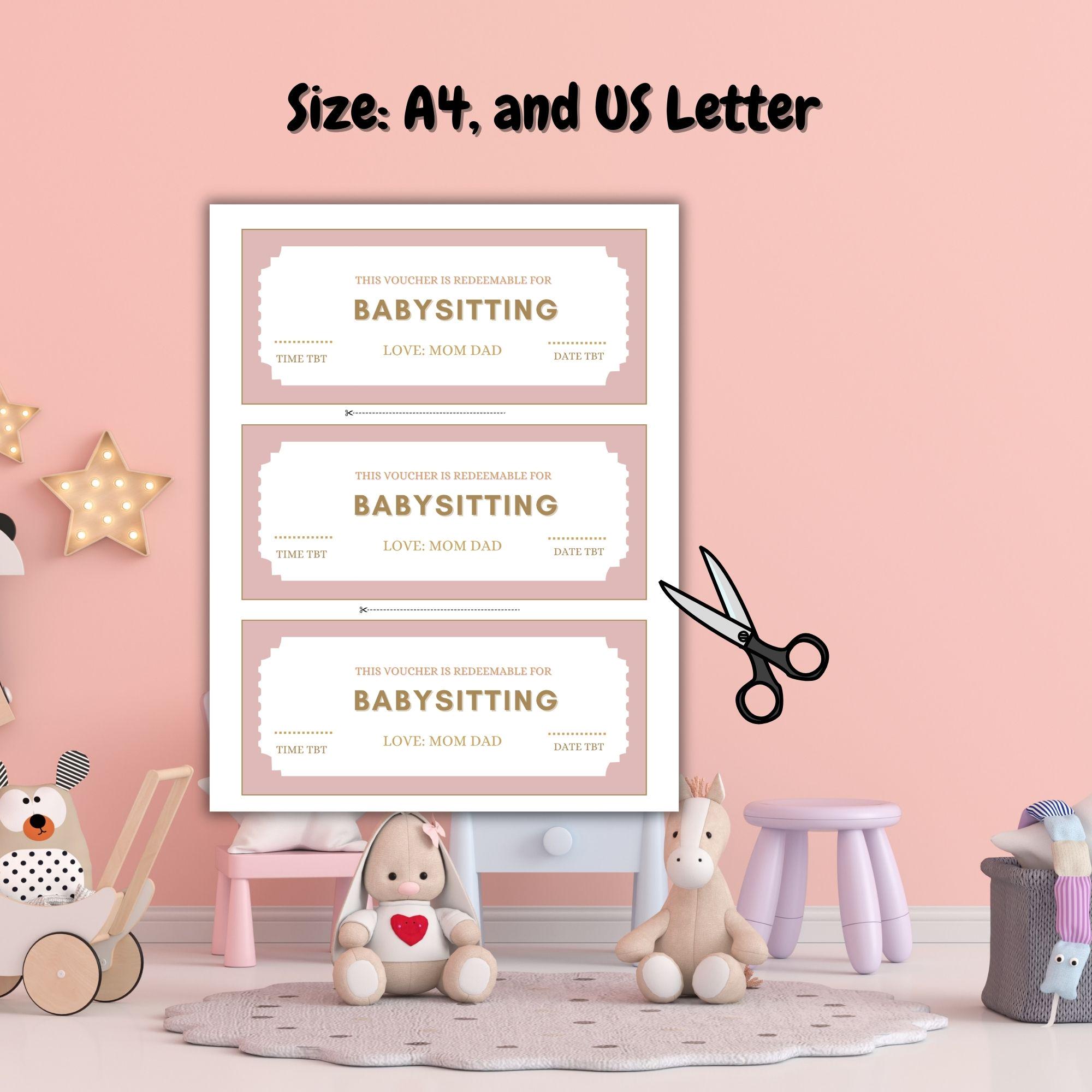 Editable Babysitting Coupon Template, Babysitting Voucher, Babysitting Date Night Coupon ...