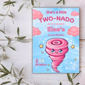 Editable Two Nado Birthday Party Invitation Template, Strom Birthday ...