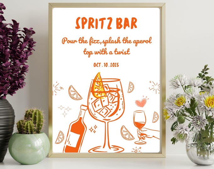 Spritz Bar Sign Template, Watercolor Spritz Sign, Wedding Bar Sign ...