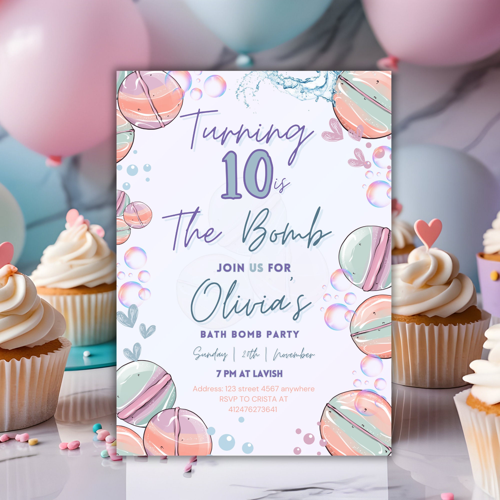 Bath Bomb Birthday Invitation, Soap Bath Bomb Making Birthday Party ...