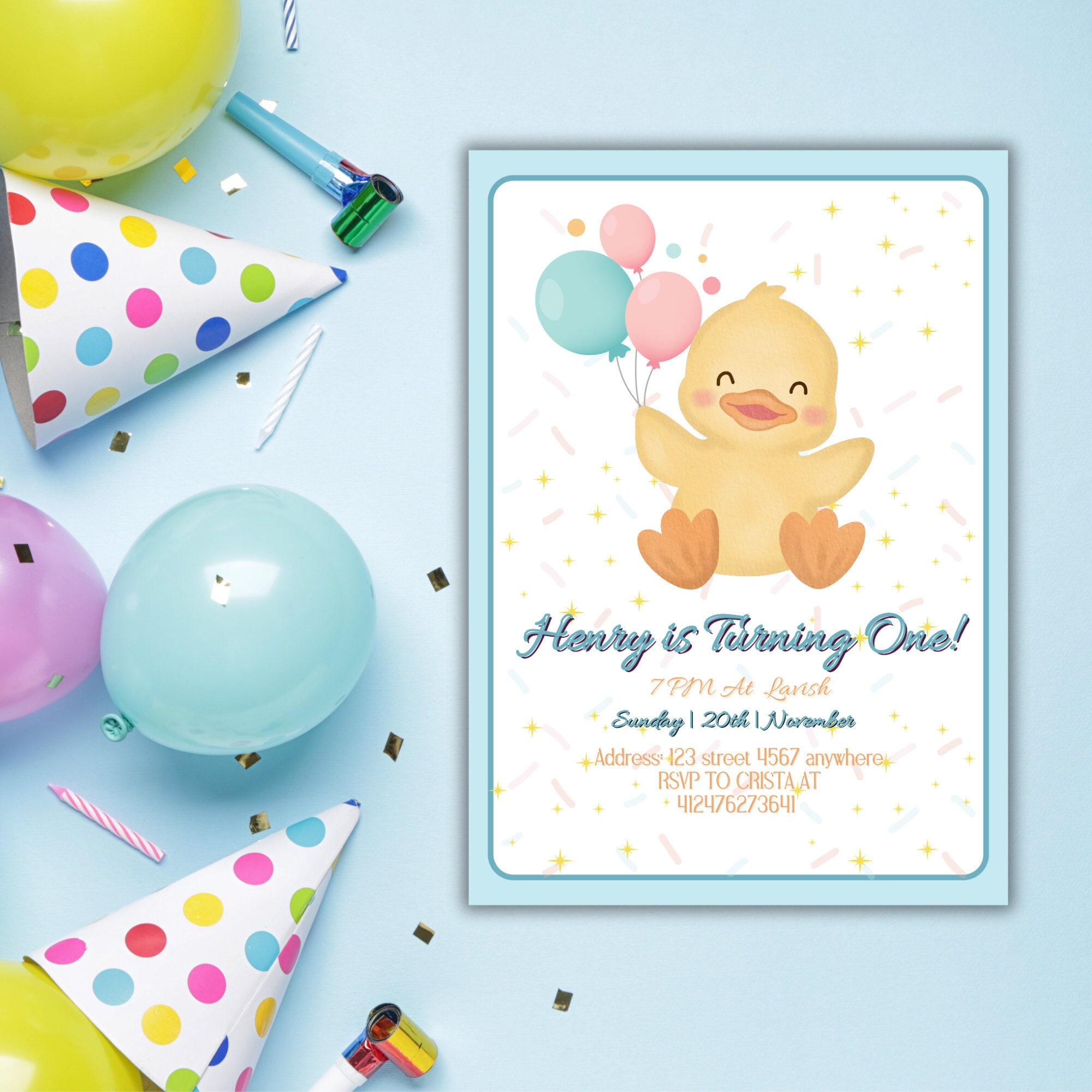 Duck Birthday Party Invitation, Boy First Birthday Invite, Kids ...