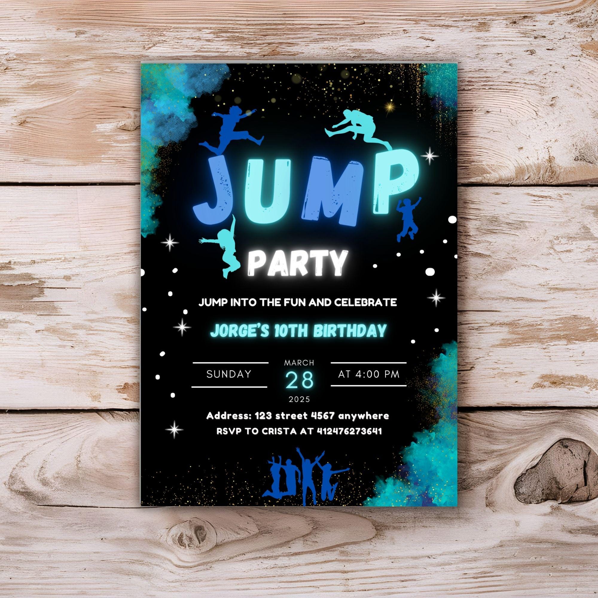 Editable Jump Birthday Invitation Template, Jump and Play Birthday ...