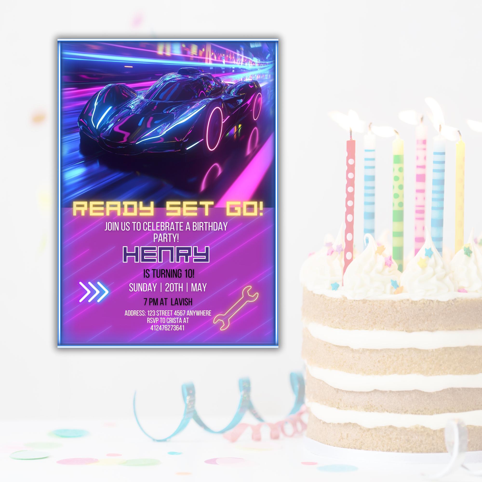 Editable Race Car Birthday Invitation, Sport Car Birthday Invitation ...