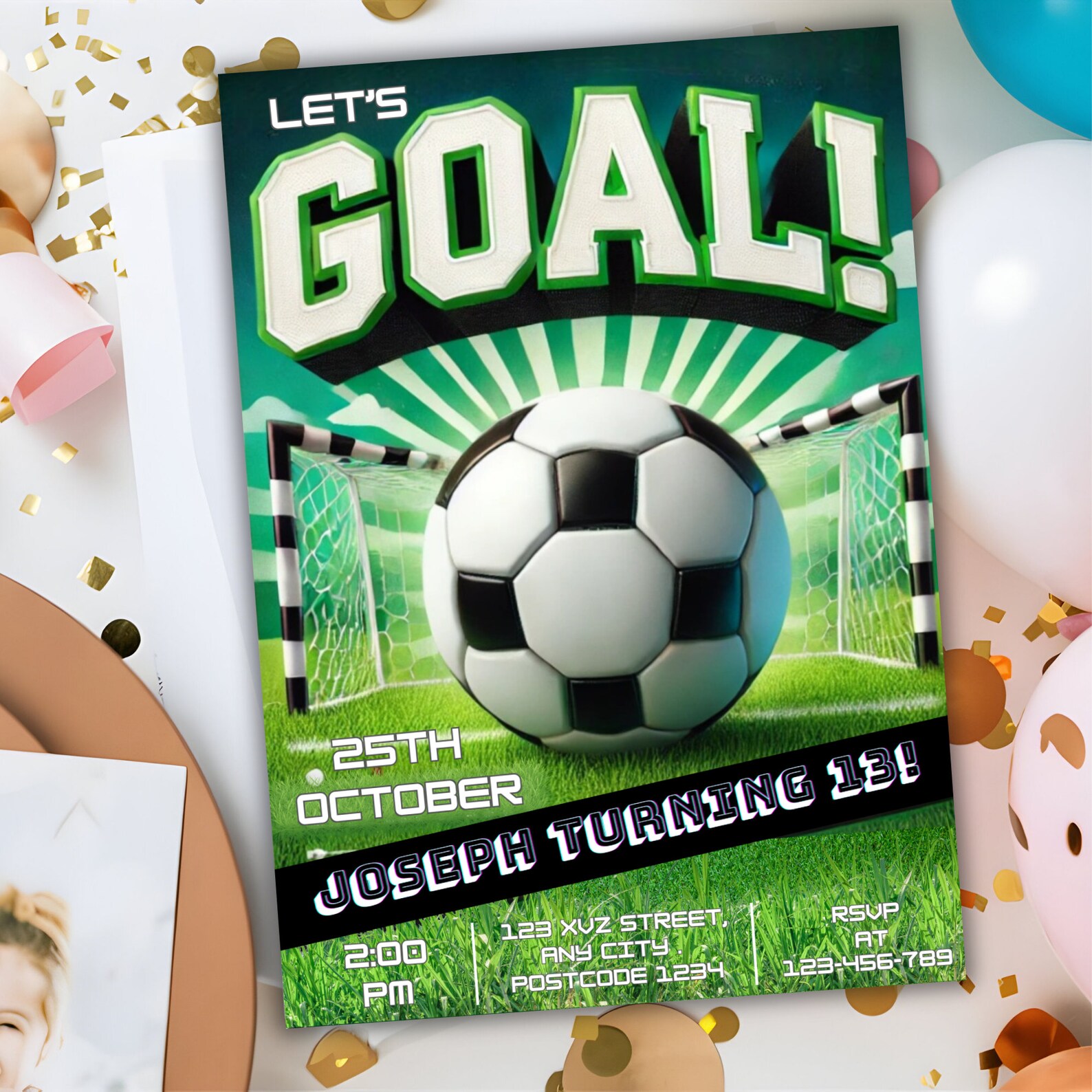 Editable Soccer Birthday Invitation, Football Birthday Invite, Sports ...