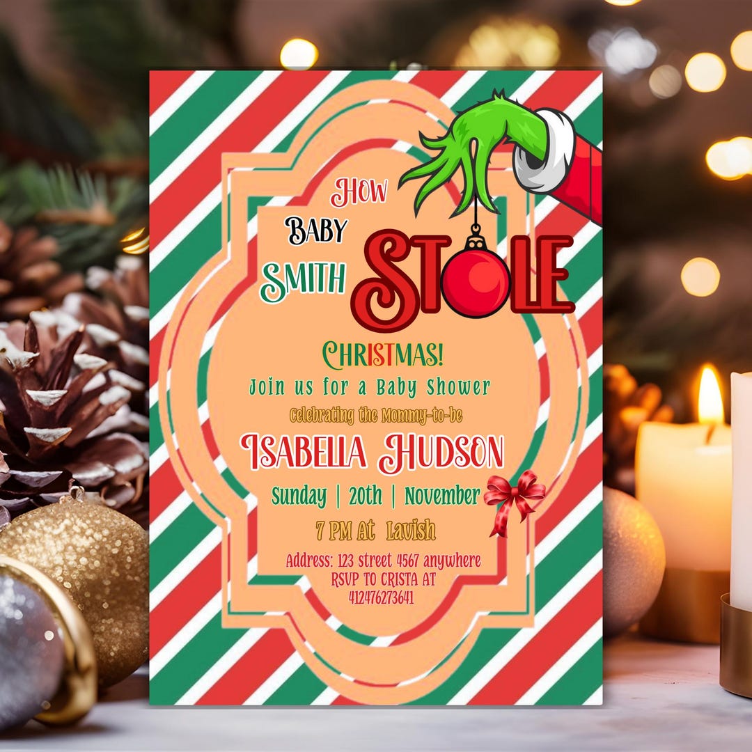 Christmas Baby Shower Invitation, A Little Who is Due Baby Shower ...