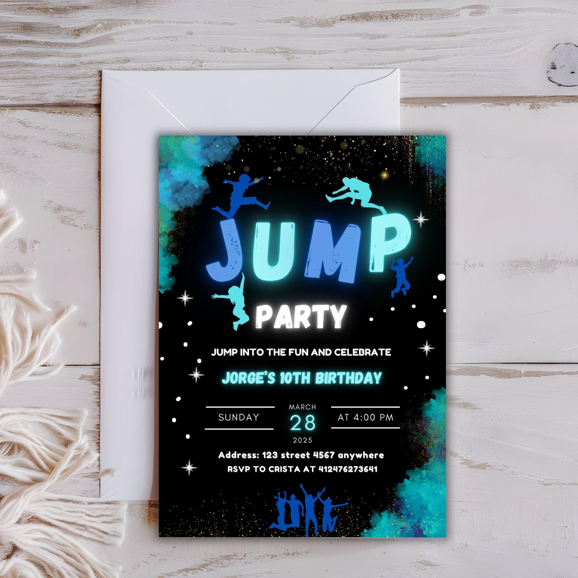 Editable Jump Birthday Invitation Template, Jump and Play Birthday ...