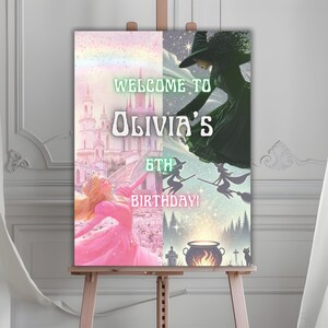 Wicked Theme Birthday Welcome Sign, Green and Pink Wicked Musical ...