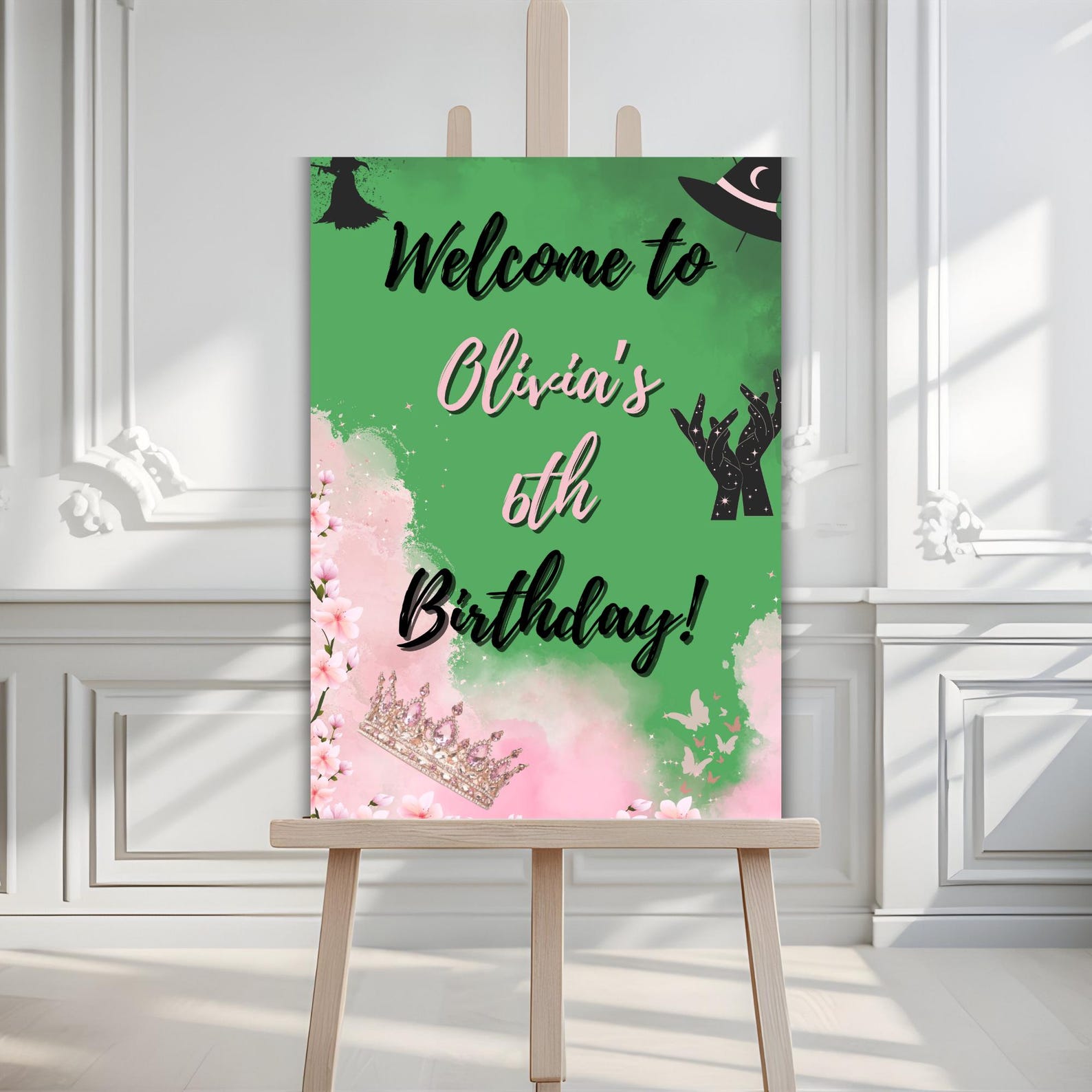 Wicked Theme Birthday Welcome Sign, Green and Pink Wicked Musical ...