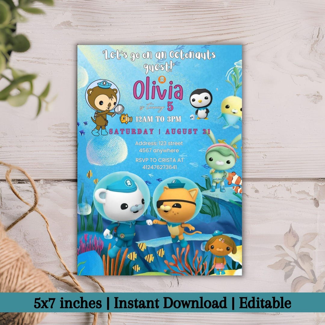 Editable Octonauts Birthday Party Invitation Template, Octonauts ...